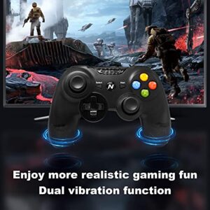 Wireless Gaming Controller, Dual-Vibration Joystick Gamepad Game Controller for PS3, PC, Android, Laptop Computer, Switch (with Phone Holder) (Black)