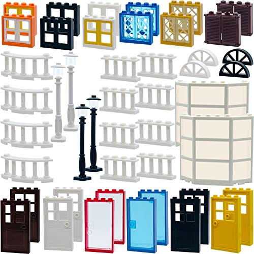 SAIBURAZ 90 Piece Windows,Doors, Fences Building Block Parts Toy Gift for Kids Boys Girls Age 6+ Kit Fit with Major Brands Children Gifts