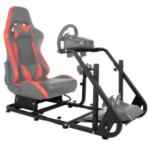 minneer adapt tv stand racing simulator cockpit fit for g29/g920/g923/t248/t300/ts/tx racing wheel, reinforced gaming steering wheel mount expandable (seat, wheel, pedal, handbrake not included