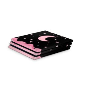 zoomhitskins ps4 pro skin, compatible for playstation 4 pro, moon black rose pink kawaii anime cloud star night cute, 1 ps4 pro console skin, easy to install, durable & fit 3m vinyl, made in the usa