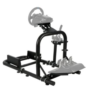 minneer stable racing simulator cockpit fit for logitech/thrustmaster/fanate g29 g920 g923 t248 t300,steering wheel stand,not included seat,wheel,pedal & handbrake