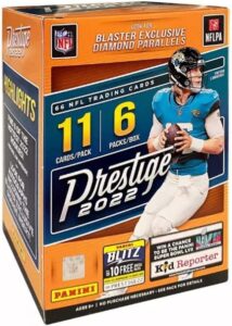 2022 panini prestige football nfl factory sealed blaster box - 66 trading cards total - 6 packs with 11 cards per pack