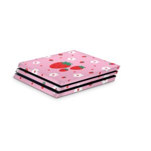 zoomhitskins ps4 pro skin, compatible for playstation 4 pro, fraise strawberry pink cute kawaii fruits sweet, 1 ps4 pro console skin, easy to install, durable & fit 3m vinyl, made in the usa