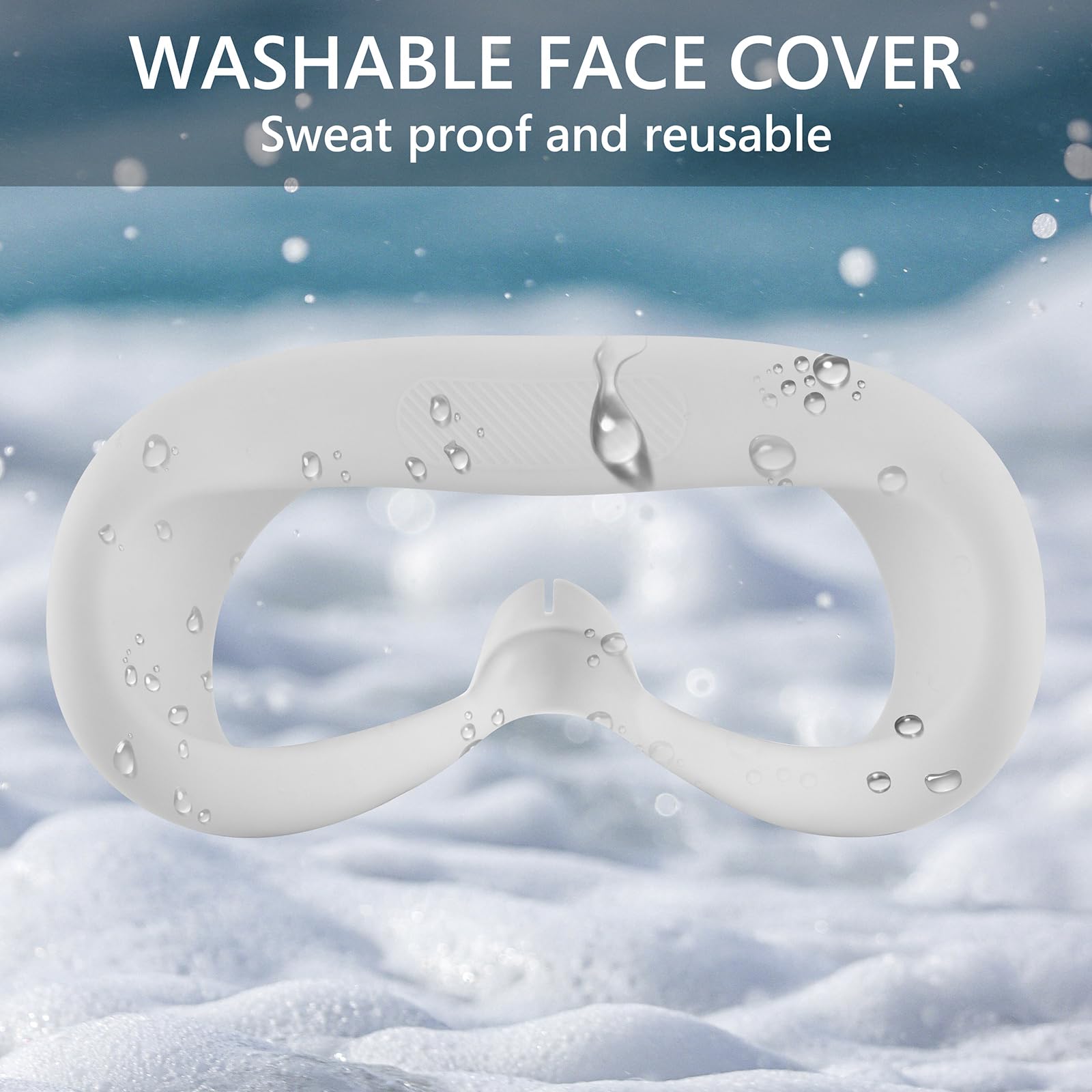 Geekria Sweat Proof Silicone Face Cover Pad Compatible with Pico Neo 3 with Protective Lens Cover Accessories, Replacement Accessories Fit for Pico Neo 3,Washable Lightproof Anti-Leakage (White)