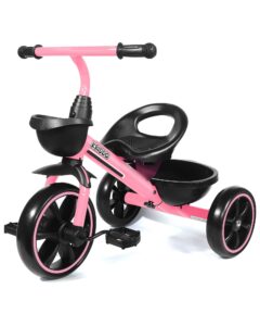 kriddo tricycle for 2-5 year olds - pink toddler trike with gift for 24 month to 4 year old girls