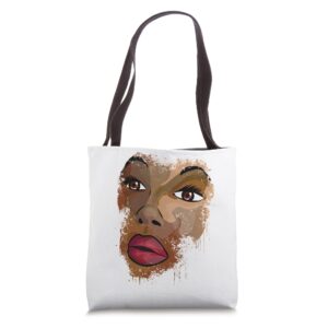 black woman face african american art melanin art tote bag