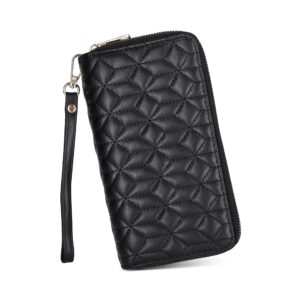 couture gems quilted wristlet wallets for women wallet double zipper wallet wristlet purses for women - womens wristlet with strap