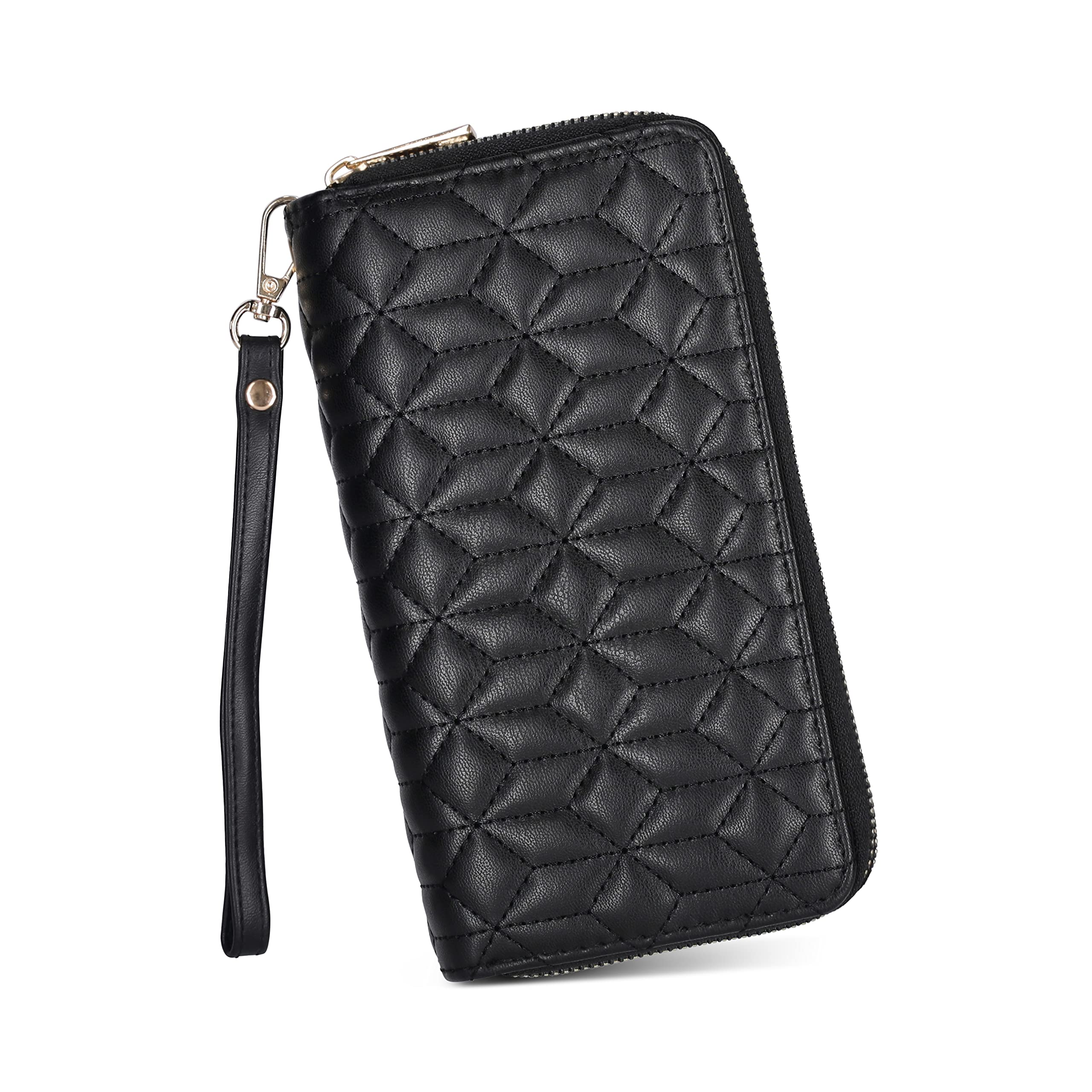 Couture Gems Quilted Wristlet Wallets For Women Wallet DOUBLE ZIPPER Wallet WRISTLET Purses For Women - Womens Wristlet With Strap