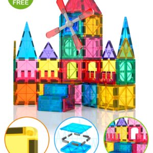 Jasonwell 100pcs Magnetic Tiles Building Blocks Set for Boys Girls Preschool Educational Magnet Construction Kit Stacking STEM Toys Christmas Birthday Gift for Kids Toddler 3 4 5 6 7 8 9 10 + Year Old