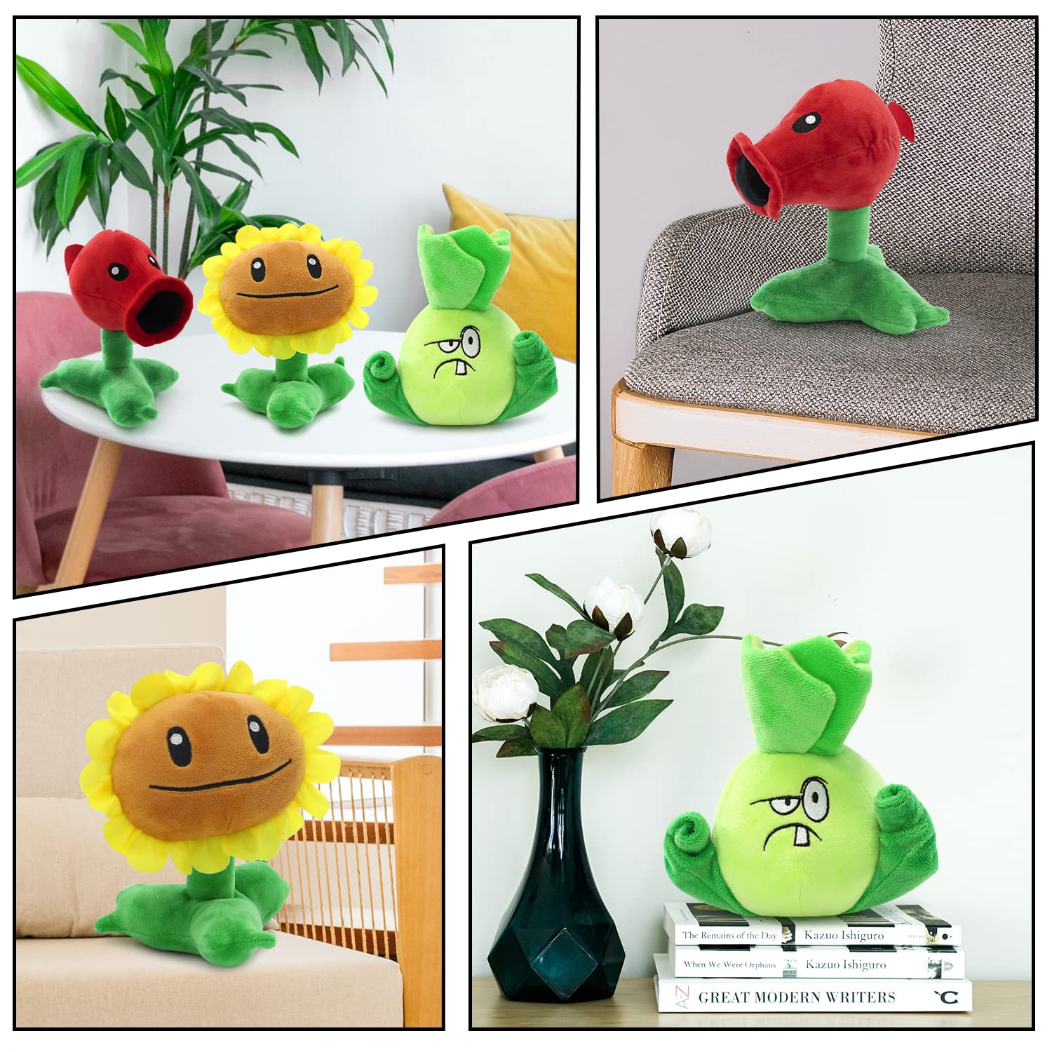 Maikerry 3pcs Plants and Zombies vs Plush Toy Stuffed Toys Soft Figure Doll Great Birthday Gifts for Boys and Girls