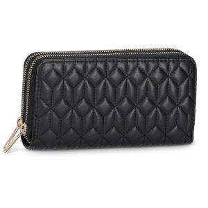 Couture Gems Quilted Wristlet Wallets For Women Wallet DOUBLE ZIPPER Wallet WRISTLET Purses For Women - Womens Wristlet With Strap