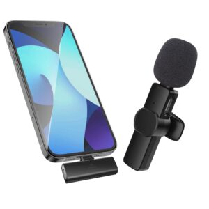 wireless microphone for iphone ipad, ios13+, pre-professional grade candy mic for tikok livestream/video recording, vlog, youtube (black)