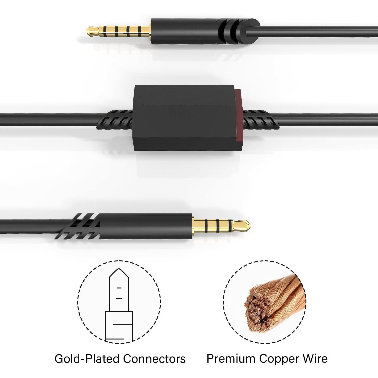 A10 Replacement Cord, Compatible with Astro A40 Headset, Inline Mute Cord for A40 A30 A10 Gaming Headsets / PS5, PS4, Xbox One Controller (6 Feet)