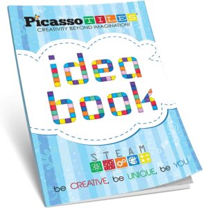 picassotiles 80 piece race car track + ideabook with over 150+ ideas, magnet diy playset 2 light up car stem learning kit hand-eye coordination fine motor skill training, unique innovative creations