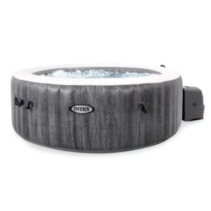 Intex PureSpa Plus Greywood Inflatable Hot Tub Jet Spa with Brush, Skimmer and Scrubber Maintenance Kit and 2 Removable Seat Spa Accessories