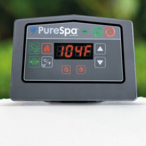 Intex PureSpa Plus Greywood Inflatable Hot Tub Jet Spa with Brush, Skimmer and Scrubber Maintenance Kit and 2 Removable Seat Spa Accessories