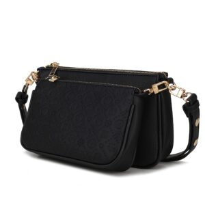 mkf collection shoulder bag for women, crossover handbag purse top-handle crossbody bag black