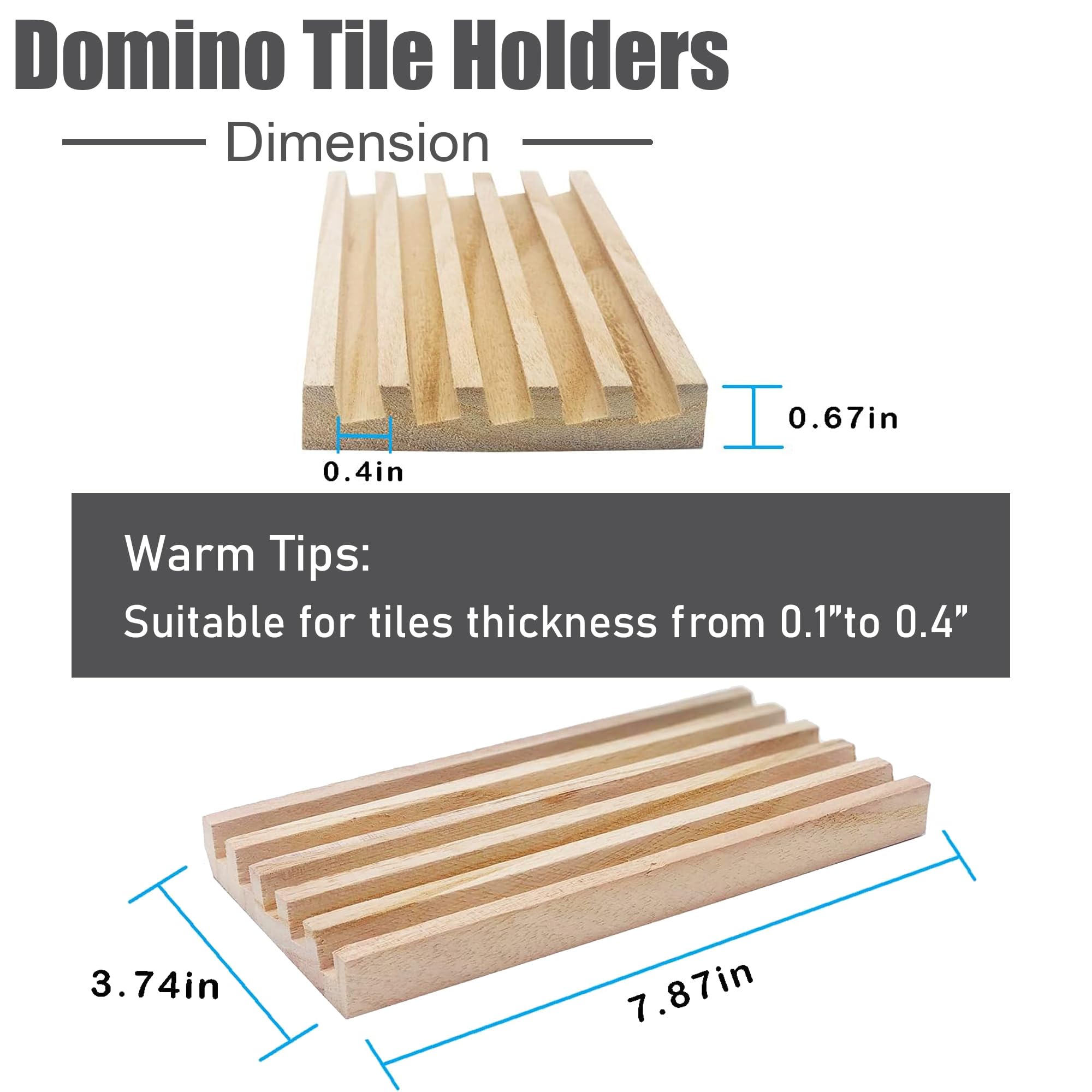 ESSAJOY Wooden Domino Trays/Racks Set of 4 Mexican Train Domino Trays/Racks Holders Rummy Rack Domino Tiles Holders Domino Wood Holder【Dominoes Not Included】