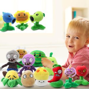 Maikerry 14pcs Plants and Zombies Plush vs Toys Sets PVZ Plush Stuffed Toys Soft Figure Doll Great Birthday Gifts for Boys and Girls