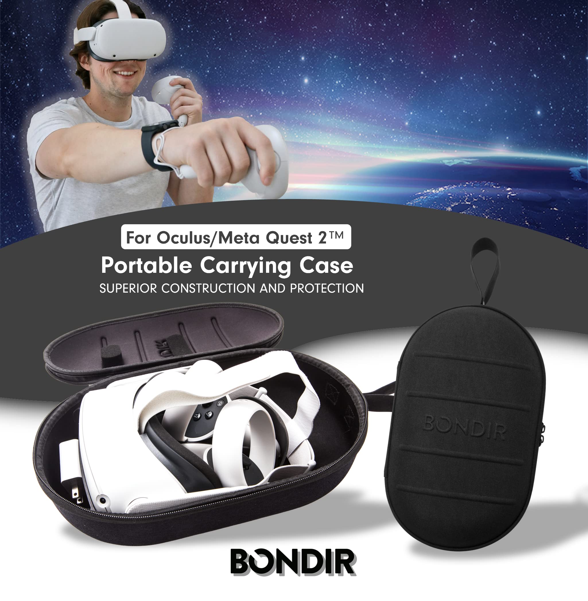 BONDIR Carrying Case for Oculus/Meta Quest 2 / Meta Quest 3 (Black)