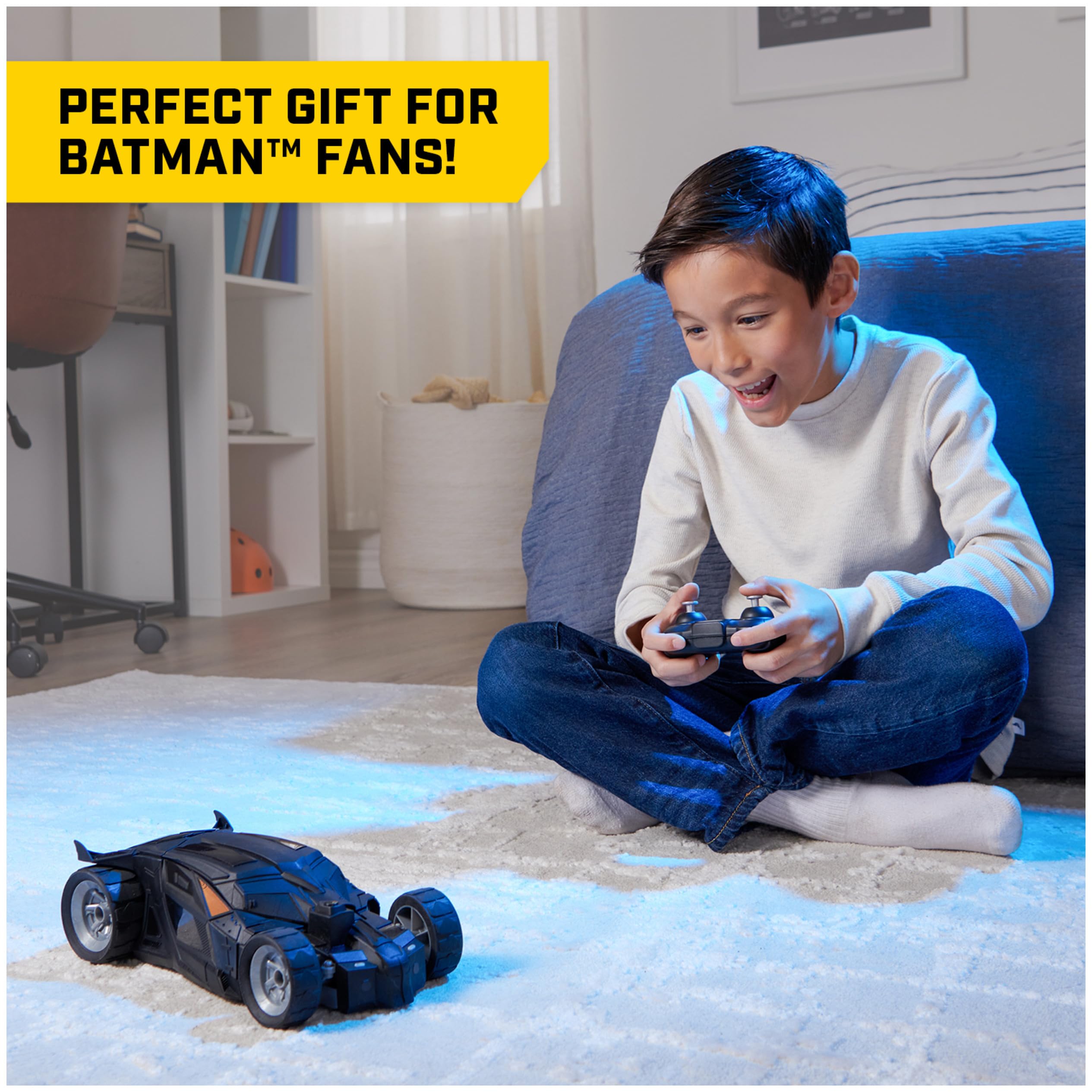 DC Comics, Batman Batmobile Remote Control Car, Easy to Drive, Compatible with Batman Figures, Kids Toys for Boys and Girls Ages 4 and Up