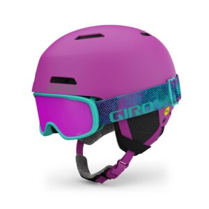 giro crue mips combo pack toddler ski helmet - snowboarding helmet with matching goggles for kids, boys & girls matte berry xs 48.5-52cm