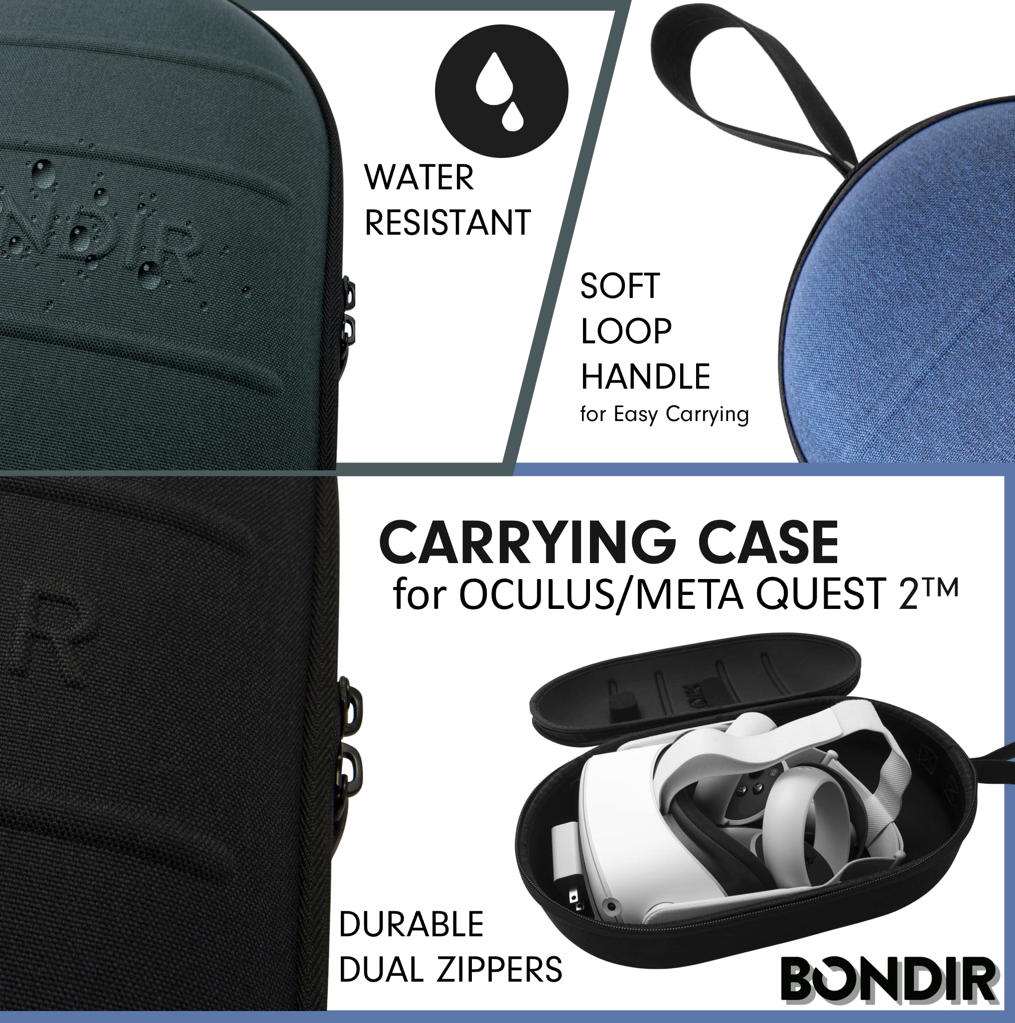 BONDIR Carrying Case for Oculus/Meta Quest 2 / Meta Quest 3 (Black)