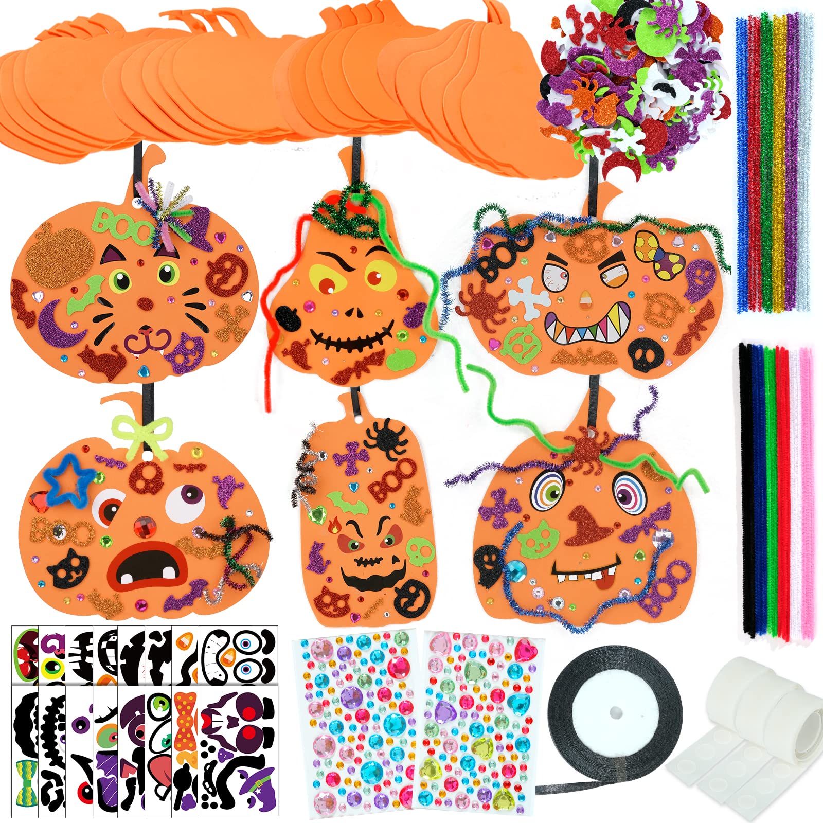 485Pcs Halloween Crafts for Kids Foam Pumpkins for Crafts DIY Pumpkin Decorating 30 Kits Pumpkin Stickers Halloween Arts and Crafts for Kids Fall Halloween Activities Decorations Party Favors Supplies