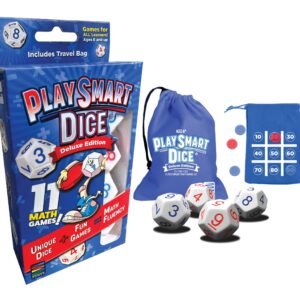 PlaySmart Dice Deluxe: Sharpen Math Skills at Home and On The Go with Uniquely Numbered Math Dice and 11 Fun Math Games That Help Kids Master Mental Math. Perfect Travel Game!