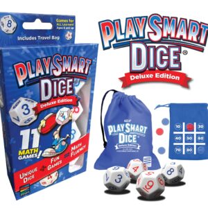 PlaySmart Dice Deluxe: Sharpen Math Skills at Home and On The Go with Uniquely Numbered Math Dice and 11 Fun Math Games That Help Kids Master Mental Math. Perfect Travel Game!