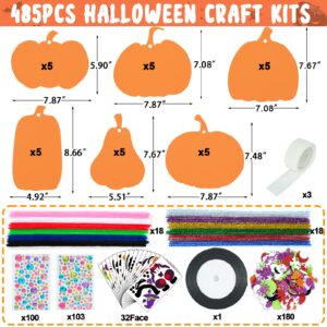 485Pcs Halloween Crafts for Kids Foam Pumpkins for Crafts DIY Pumpkin Decorating 30 Kits Pumpkin Stickers Halloween Arts and Crafts for Kids Fall Halloween Activities Decorations Party Favors Supplies