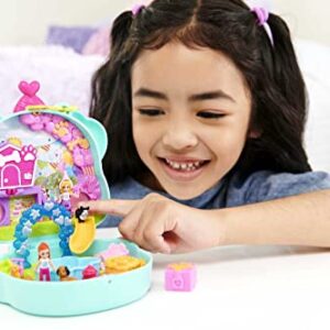 Polly Pocket Compact Playset, Doggy Birthday Bash with 2 Micro Dolls & Accessories, Travel Toy with Surprise Reveals