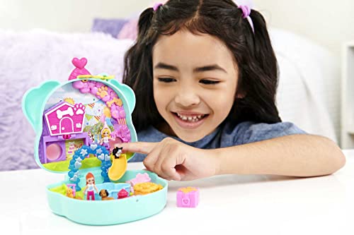 Polly Pocket Compact Playset, Doggy Birthday Bash with 2 Micro Dolls & Accessories, Travel Toy with Surprise Reveals