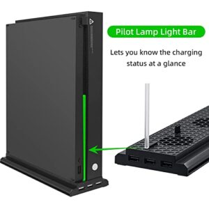 Mcbazel Vertical Cooling Stand for Xbox One X, Cooling Fan Stand with 3 USB Ports and Light Bar Compatible with Xbox One X Console Only - Black