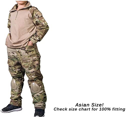 EMERSONGEAR Tactical Airsoft Kids Uniform,Boys Soldier Pants and Shirt,Children BDU Hunting Military Camouflage Combat Suit (7 Years)