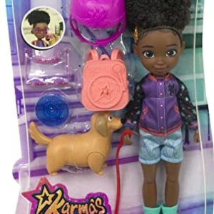 Mattel Karma’s World Roller Skating Mattel Karma Doll with Dog Figure, Set Includes Collectible Record & Accessories