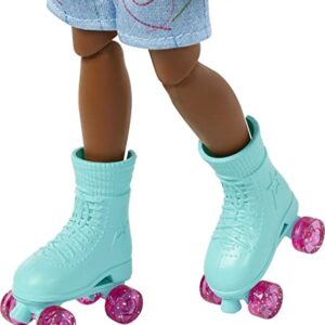 Mattel Karma’s World Roller Skating Mattel Karma Doll with Dog Figure, Set Includes Collectible Record & Accessories