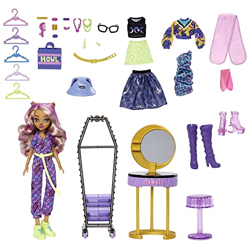 Monster High Doll & Playset, Clawdeen Wolf Boo-tique Studio with Fashion Accessories, 20+ Pieces for Mix-&-Match Outfits