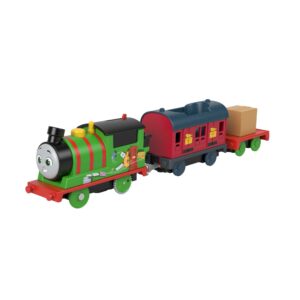 thomas & friends motorized toy train percy’s mail delivery battery-powered engine with cargo for preschool pretend play kids ages 3+ years