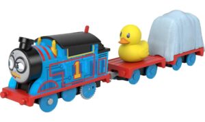 thomas & friends motorized toy train secret agent thomas battery-powered engine with cargo for preschool pretend play kids ages 3+ years