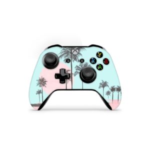 zoomhitskins controller skin compatible with x1 s and x1 x, vinyl sticker technology, tropical pastel blue pink palm tree summer california dream, durable, 1 skin, made in the usa