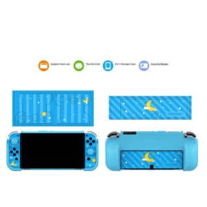 Switch OLED Blue Case, Switch OLED Accessories Kit Include Switch OLED Protective Case, Switch OLED Game Case and Switch OLED Thumb Grips - Blue