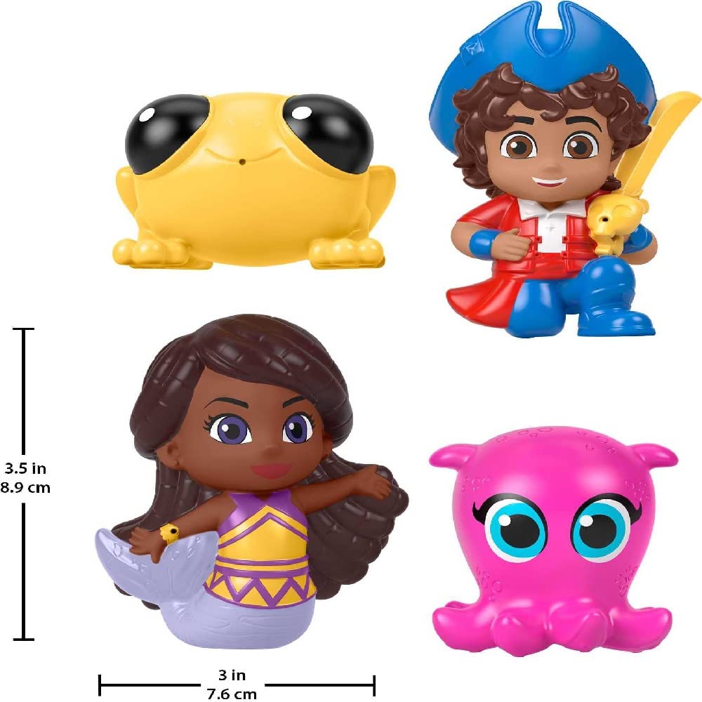 Fisher-Price Santiago of The Seas Pirate Bath Squirters Toys with Santiago Kiko Lorelai & Cecilia for Preschool Kids Ages 3+ Years