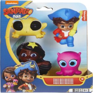 Fisher-Price Santiago of The Seas Pirate Bath Squirters Toys with Santiago Kiko Lorelai & Cecilia for Preschool Kids Ages 3+ Years