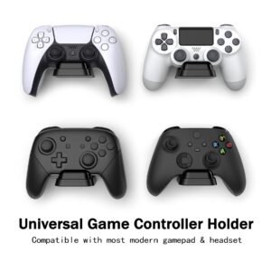 PlayVital 2 Pack Universal Game Controller Wall Mount for ps5 & Headset, Wall Stand for Xbox Series Controller, Wall Holder for Switch Pro Controller, Dedicated Console Hanger Mode for ps5 - Black