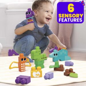 Mega BLOKS Fisher-Price Toddler Building Blocks Toy Set, Squeak ‘n Chomps Dinos with 24 Pieces, 4 Buildable Animals, Ages 1+ Years