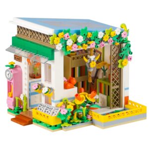 pinkbee friends flower house building block sets, girls mini greenhouse apartment dreamhouse study reading room bricks kit christmas xmas gifts for adults kids 8+ 8-12 6-12 7-9 (618 pcs)