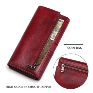 CHANPINCL RFID Vintage Long Wallets for women 3 Zippers Secure Large Capacity Travel Clutch Multi-card Wallets (Purple)