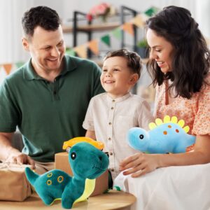 HyDren 4 Pack Plush Dinosaur Stuffed Animal Toys 9 Inch Cute Dinosaur Fat Soft Dino Plushie Gift for Boys Girls Birthday Party Favors