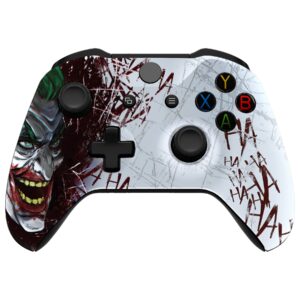 extremerate clown hahaha patterned front housing shell case for xbox one s/x controller, soft touch faceplate cover replacement kit for xbox one s/x controller (model 1708) - controller not included